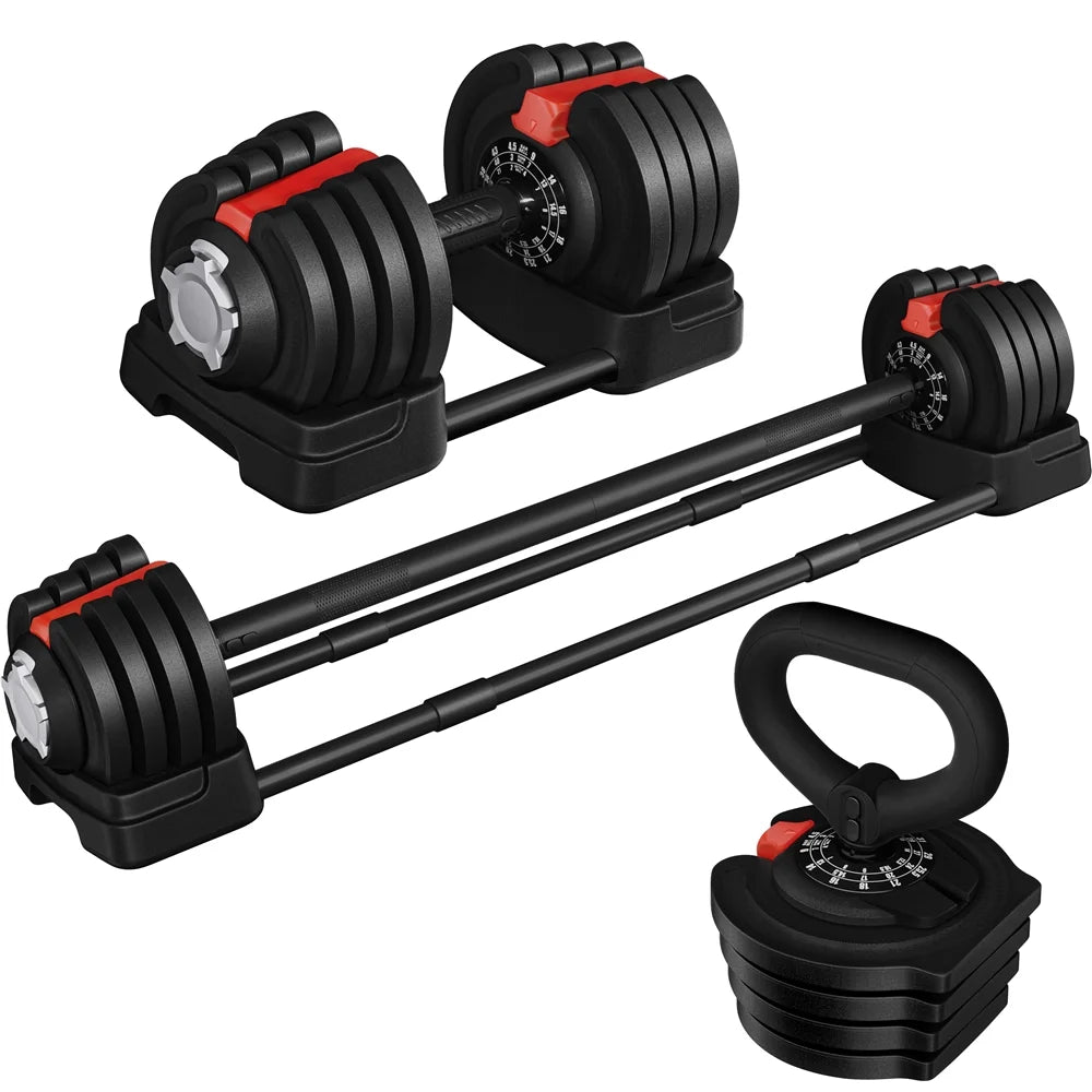 3-In-1 Quick-Adjustable Dumbbell Weight Set, Black, 46.41 Lb – Cicia Store