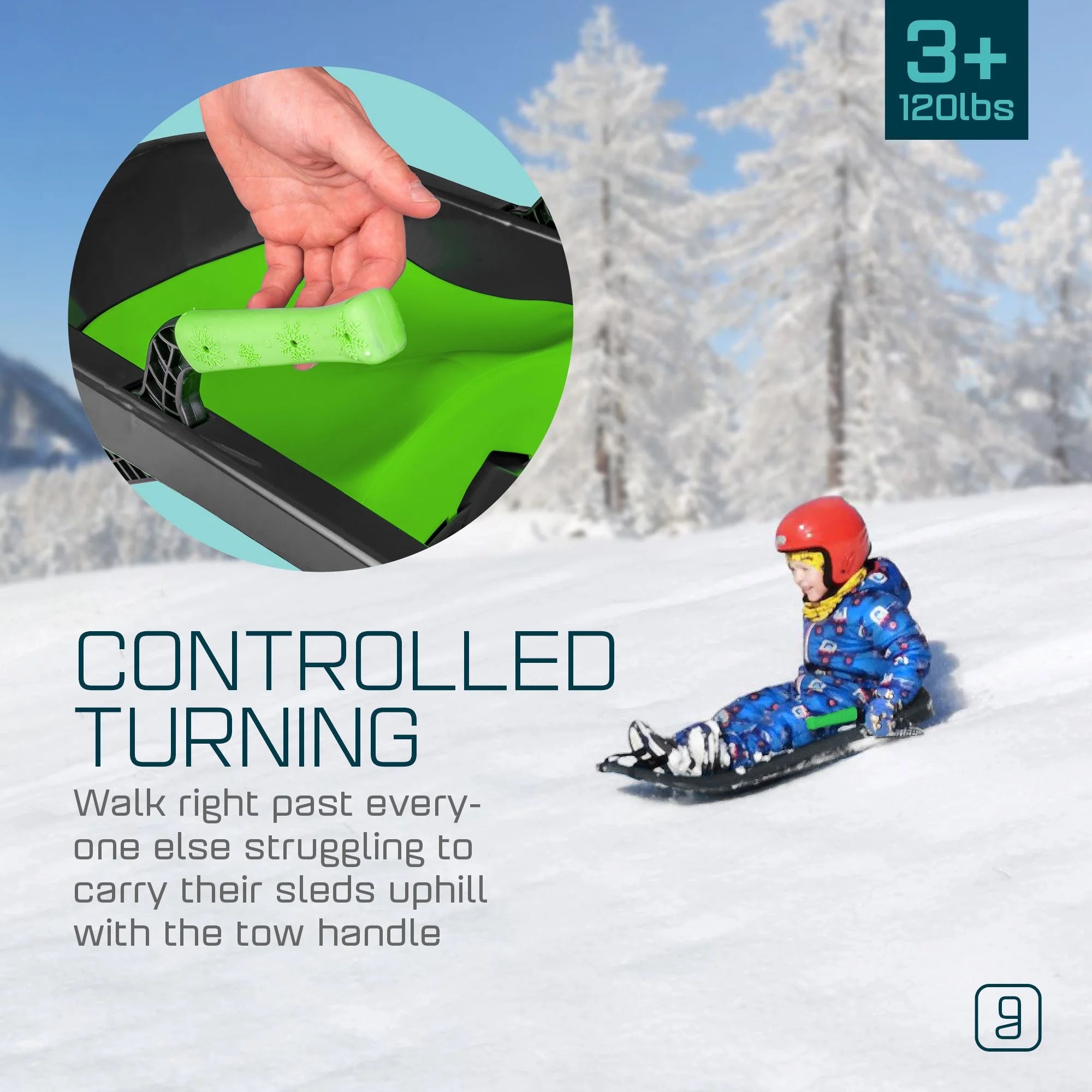 Kids Snow Sled with Hand Brakes - 120 lb Capacity | Gizmo Tron – Cicia ...